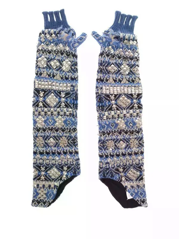 MAISON MARGIELA Fingerless Studded Gloves - Blue