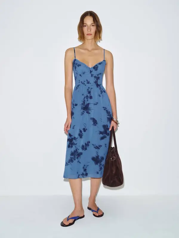 REFORMATION Sleeveless Sweetheart Neckline Dress - Blue