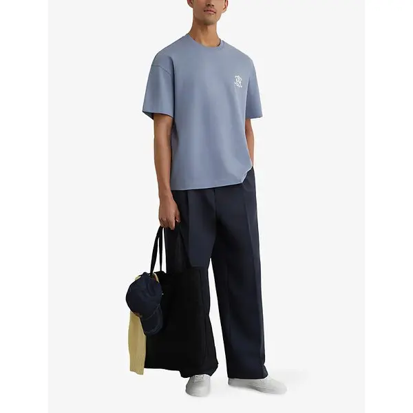 REISS Walton Monogram Butter-print Cotton-jersey T-shirt