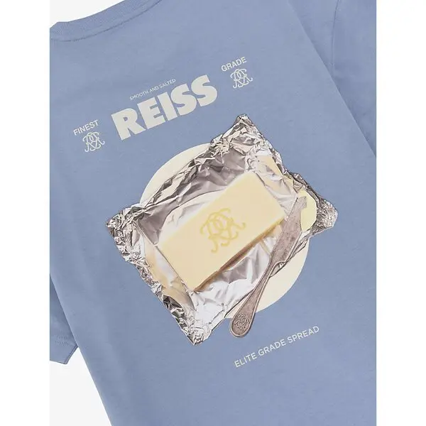 REISS Walton Monogram Butter-print Cotton-jersey T-shirt
