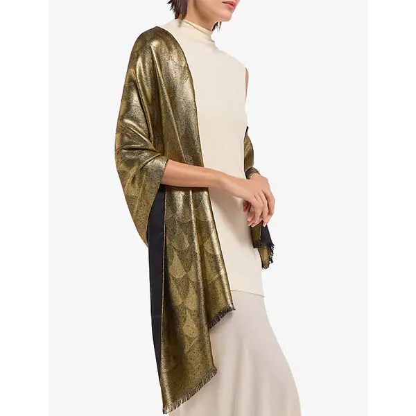 BVLGARI Calla Maxi Square Silk And Wool-blend Scarf - Gold