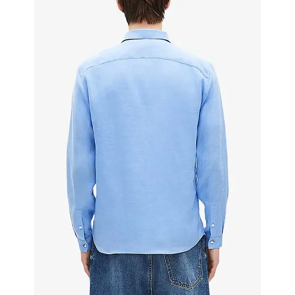 The Kooples Logo-embroidered Slim-fit Linen Shirt Xxl