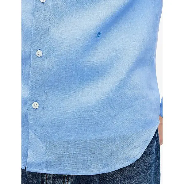 The Kooples Logo-embroidered Slim-fit Linen Shirt Xxl