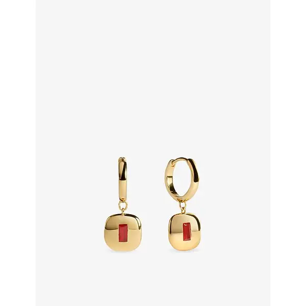 Monica Vinader 18ct Vermeil And Red Onyx Hoop Earrings - Gold