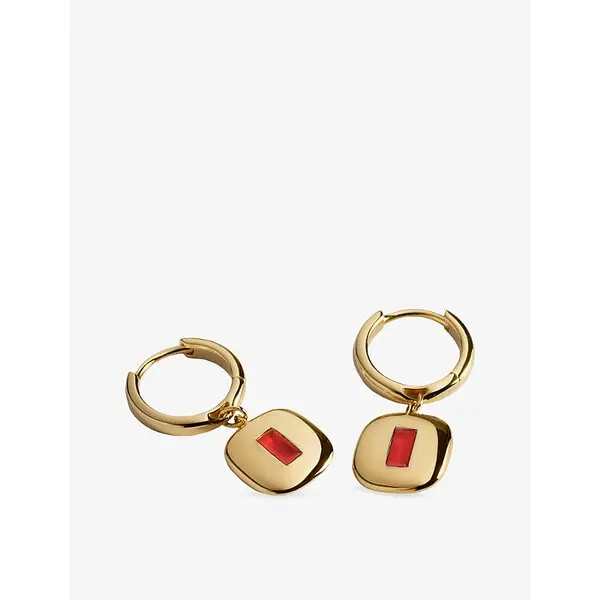 Monica Vinader 18ct Vermeil And Red Onyx Hoop Earrings - Gold
