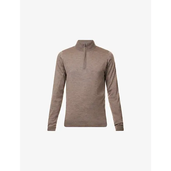 John Smedley Tapton Half-zip Wool Jumper - Mushroom