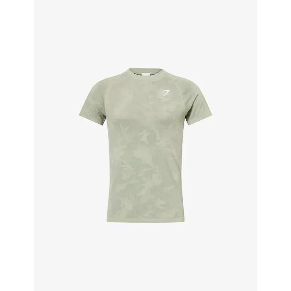GYMSHARK Geo Seamless Stretch-woven T-shirt - Haze Green/ Unit Green