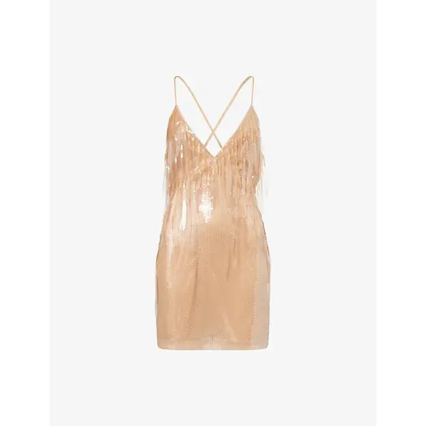 David Koma Embellished Tulle Mini Dress - Beige