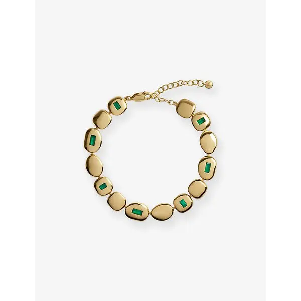 Monica Vinader Gemdrop Mosaic Bracelet In 18ct Yellow Vermeil And Green Onyx - Gold