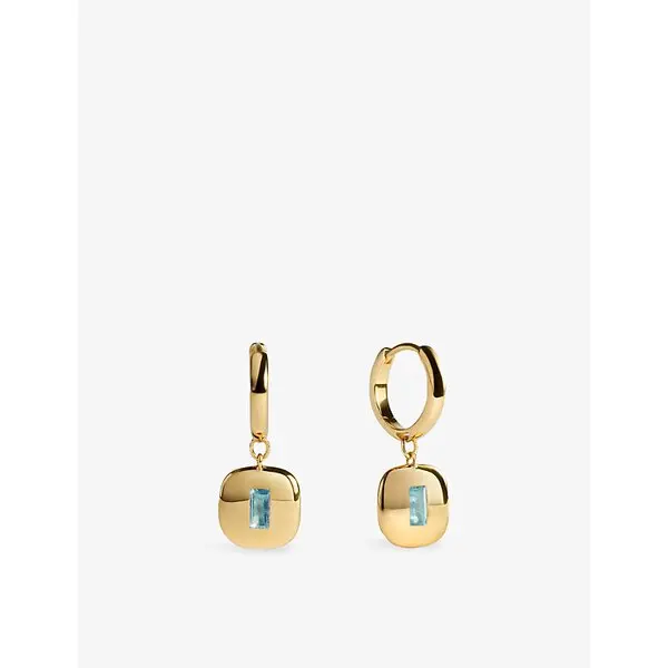 Monica Vinader Gemdrop Small Hoop Earrings With Blue Topaz - Gold