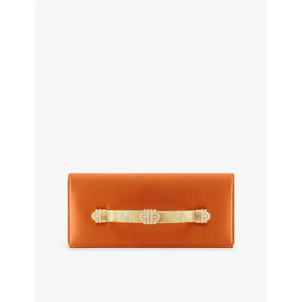 BVLGARI Tubogas Satin Evening Clutch With Embellishments - Orange