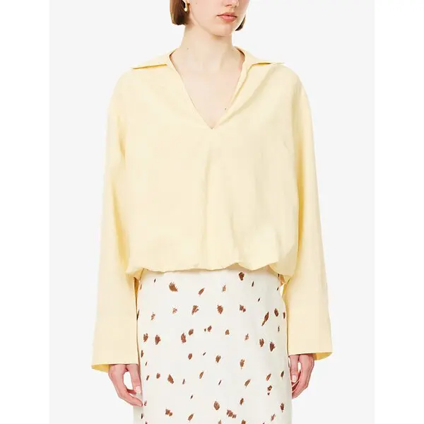 SAMSOE SAMSOE Samsøe Samsøe V-neck Linen-blend Shirt