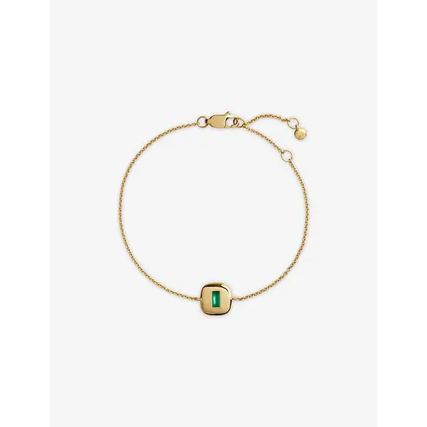 Monica Vinader 18ct Yellow Vermeil And Green Onyx Chain Bracelet - Gold