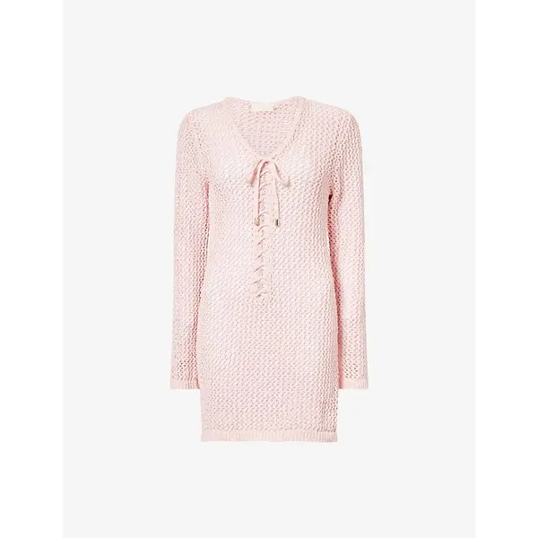 Monday Swimwear Corossol Laced Knitted Mini Dress - Powder Pink Treble Knit
