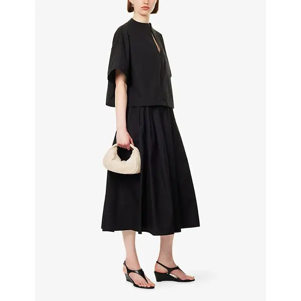 Stylein Jorina A-line Cotton Midi Skirt - Black