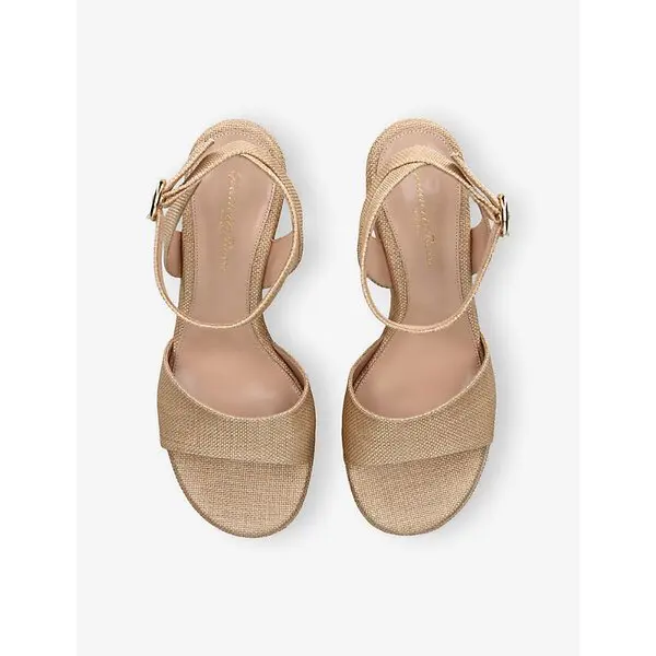 GIANVITO ROSSI Raffia Platform Wedge Sandals With Buckle