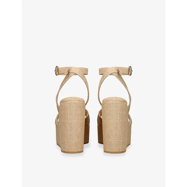 GIANVITO ROSSI Raffia Platform Wedge Sandals With Buckle