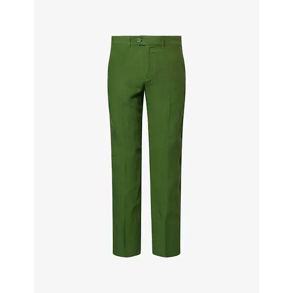 PERCIVAL Tailored Linen Trousers - Forest