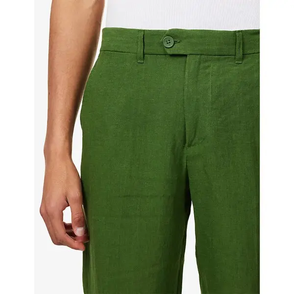 PERCIVAL Tailored Linen Trousers - Forest