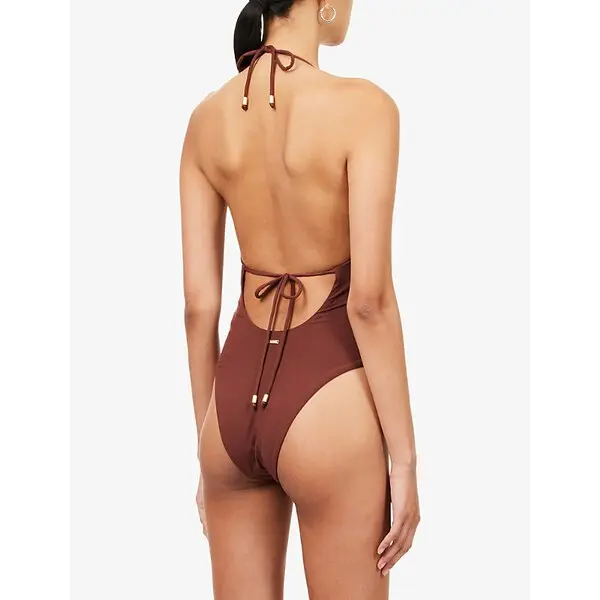 TALA Halter-neck Tie-back Swimsuit With Cut-out Detail
