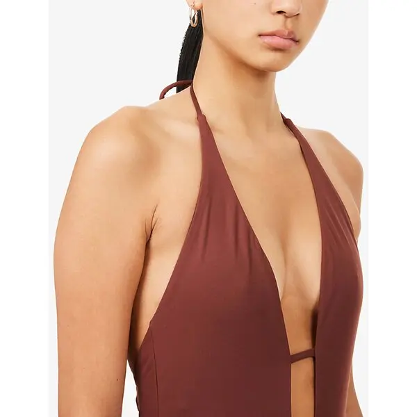TALA Halter-neck Tie-back Swimsuit With Cut-out Detail