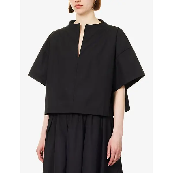 Stylein Joelle Cropped Cotton Blouse - Black