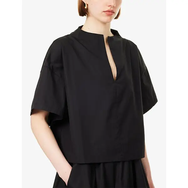 Stylein Joelle Cropped Cotton Blouse - Black