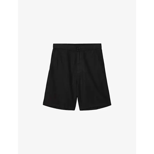 ALLSAINTS Corbett Straight-leg Cotton And Linen Shorts - Orca Black