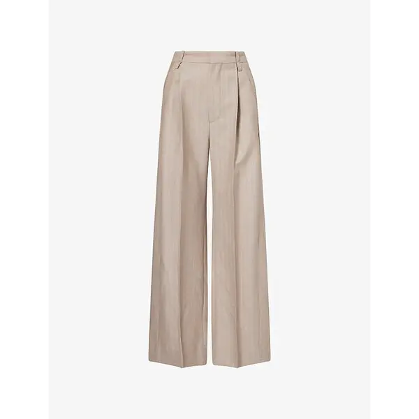 Victoria Beckham Pleated Wide-leg Virgin Wool Trousers