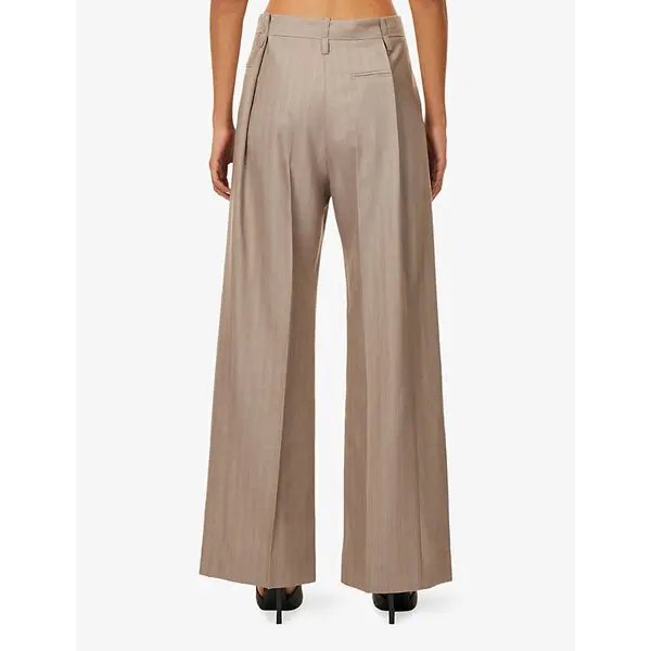 Victoria Beckham Pleated Wide-leg Virgin Wool Trousers