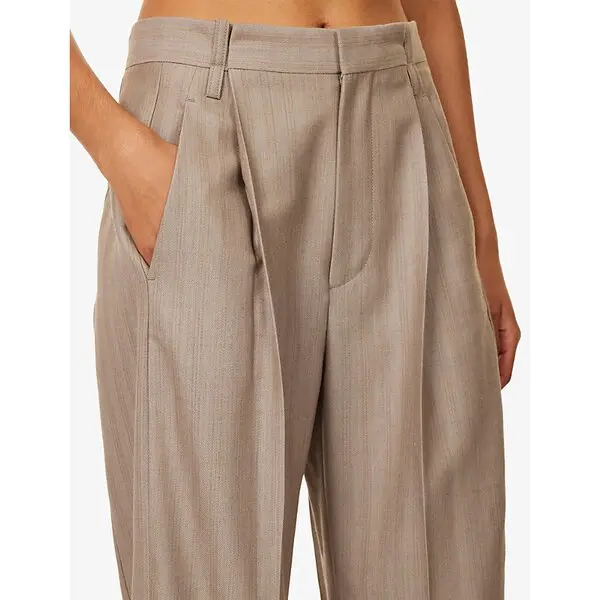 Victoria Beckham Pleated Wide-leg Virgin Wool Trousers