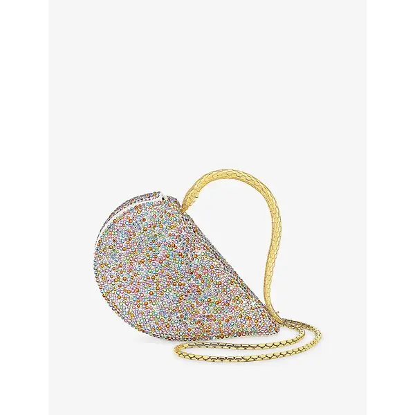BVLGARI Serpenti Cuoricino Mini Pavé Rainbow Crystal Top-handle Bag
