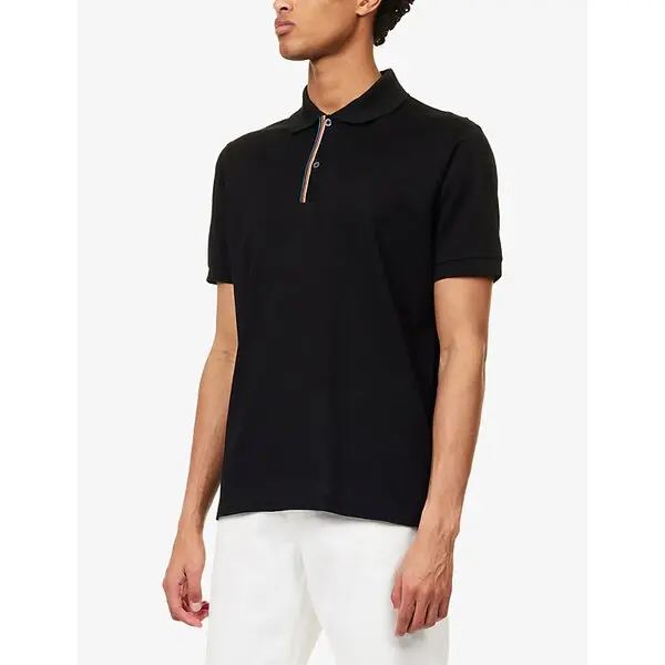 Paul Smith Striped Short-sleeve Cotton Polo Shirt - Black
