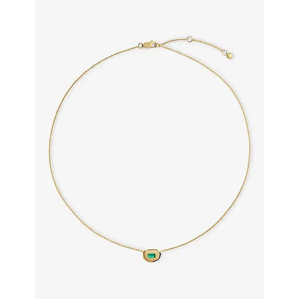 Monica Vinader Gemdrop Soft Oval Green Onyx Chain Necklace - Gold