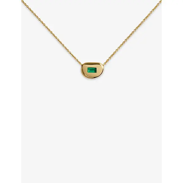 Monica Vinader Gemdrop Soft Oval Green Onyx Chain Necklace - Gold