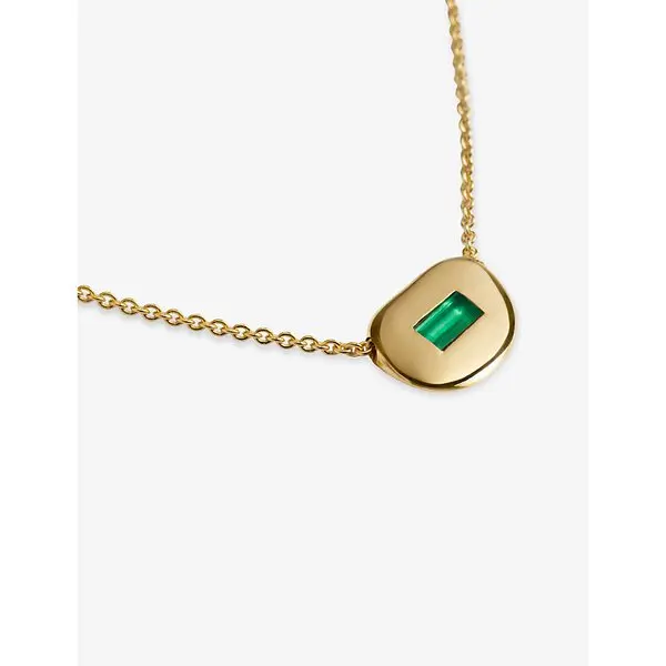 Monica Vinader Gemdrop Soft Oval Green Onyx Chain Necklace - Gold