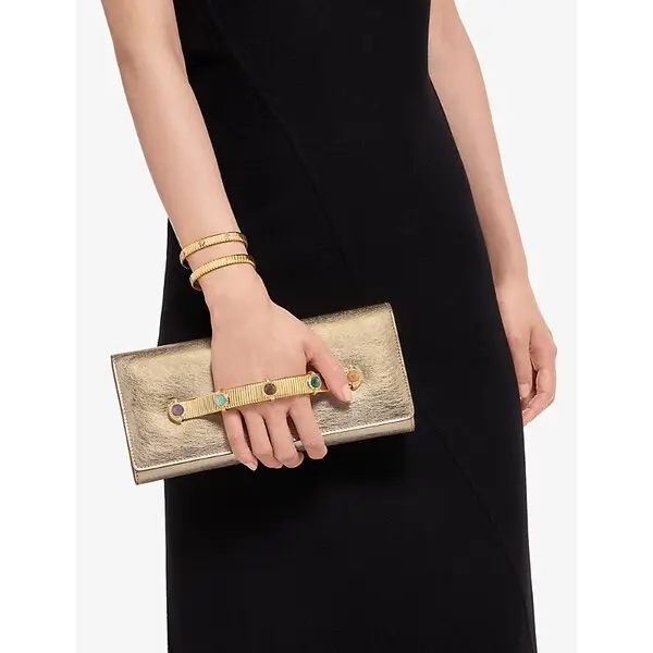 BVLGARI Tubogas Cabochon Metallic-leather Evening Clutch