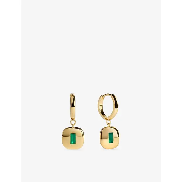 Monica Vinader Gemdrop Small Vermeil And Green Onyx Hoop Earrings - Gold