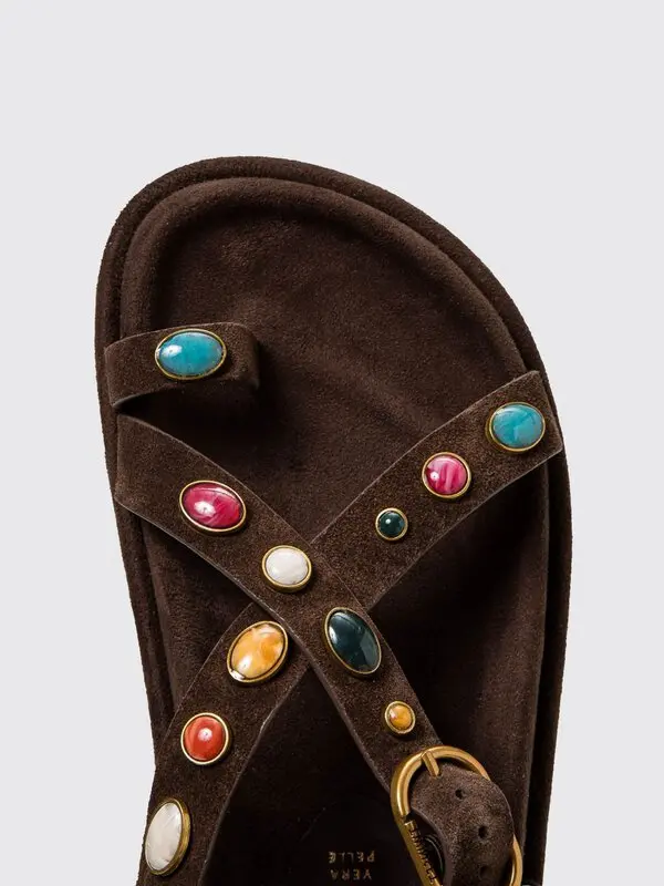TWINSET Suede Sandal With Cabochon Stones
