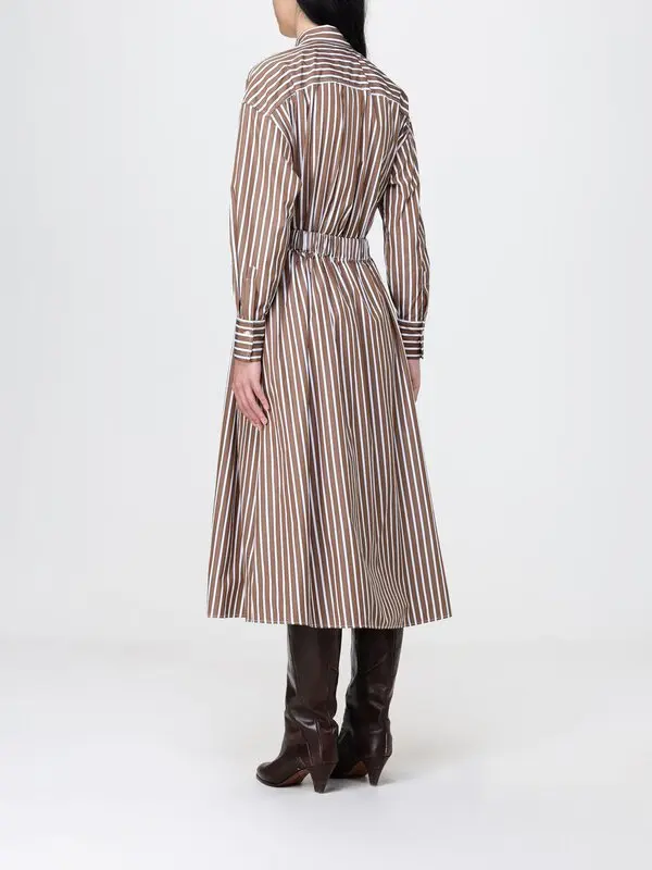Brunello Cucinelli Striped Cotton Midi Shirt Dress