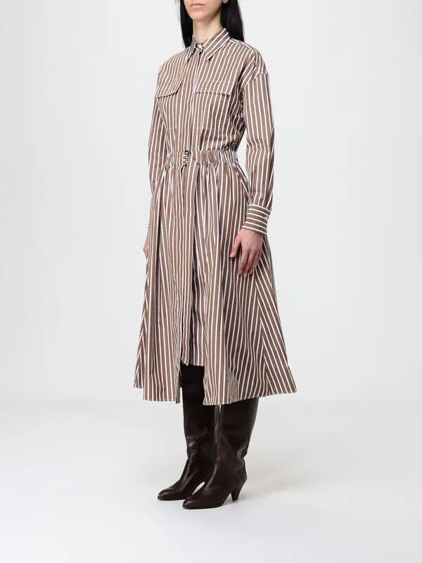 Brunello Cucinelli Striped Cotton Midi Shirt Dress