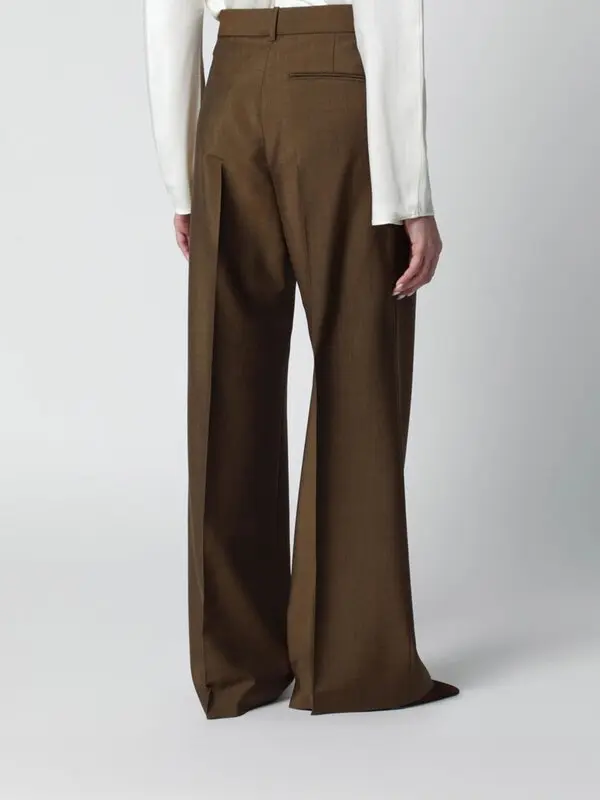 RÓHE High-waisted Wide-leg Trousers In Virgin Wool And Mohair - Brown