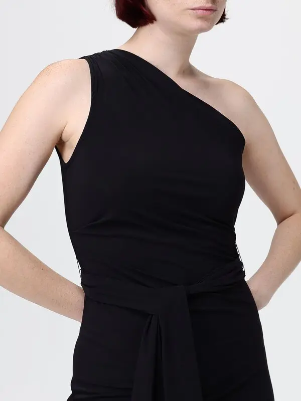 Malìparmi One-shoulder A-line Midi Dress With Tie Belt - Black