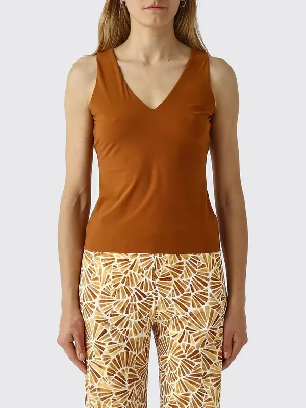 Malìparmi Sleeveless V-neck Jersey Top - Camel