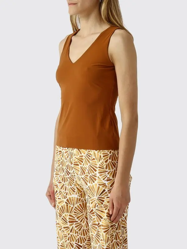 Malìparmi Sleeveless V-neck Jersey Top - Camel