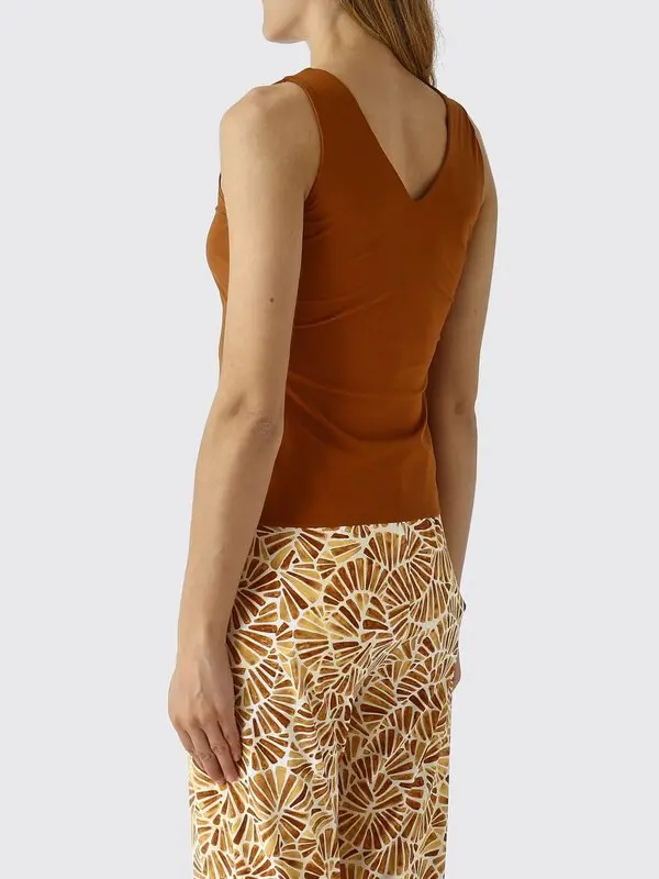 Malìparmi Sleeveless V-neck Jersey Top - Camel
