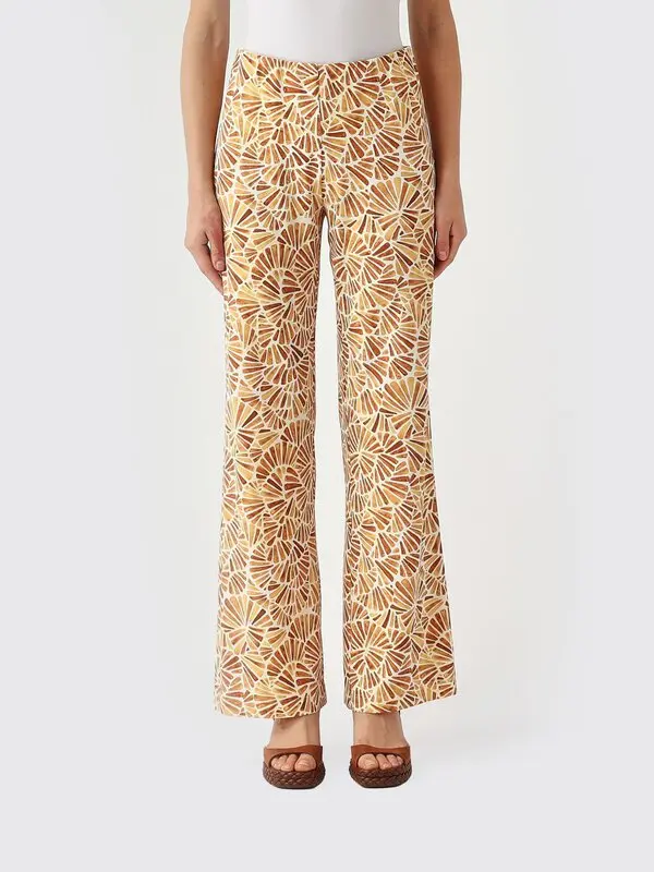 Malìparmi High-waisted Straight Trousers In Tropical Print Jersey - Yellow