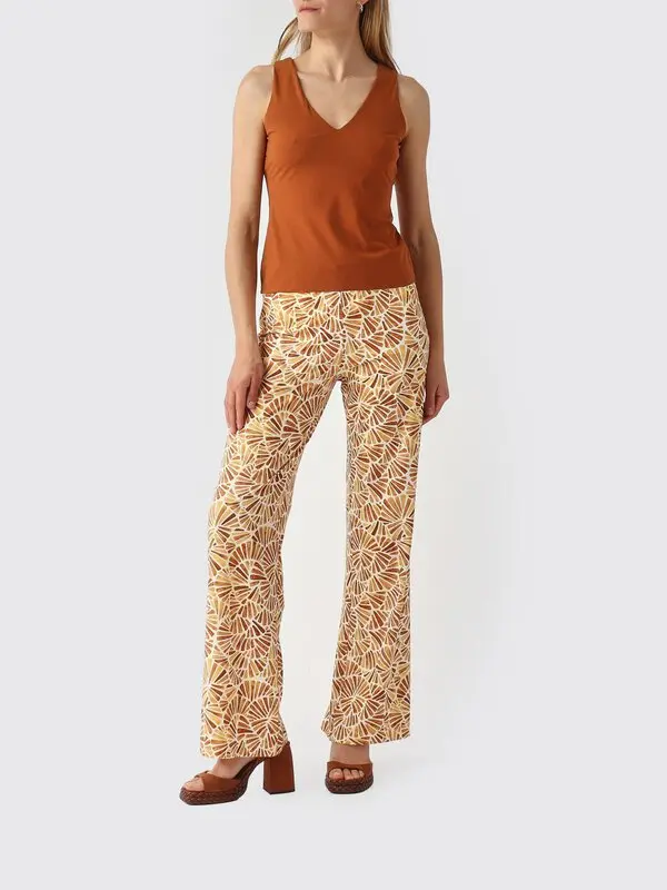 Malìparmi High-waisted Straight Trousers In Tropical Print Jersey