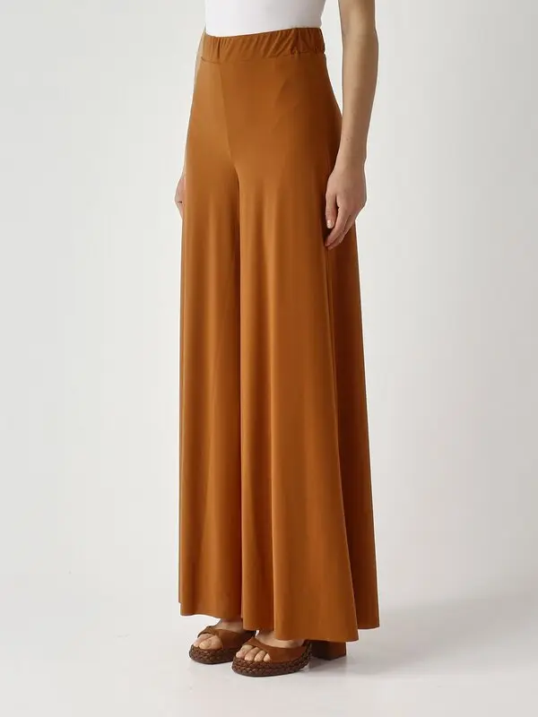 Malìparmi High-waisted Wide-leg Jersey Palazzo Trousers - Camel