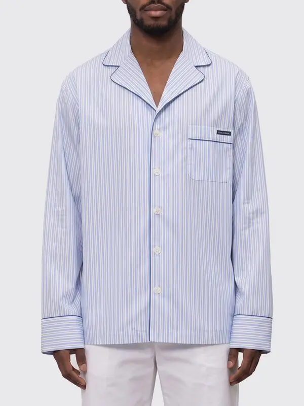Dolce & Gabbana Pajama Style Shirt In Cotton Blend - Striped